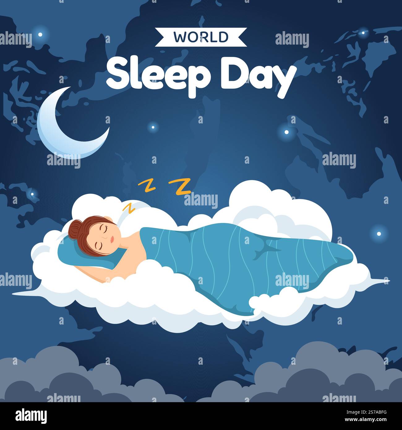 Happy Sleep Day Social Media Background Illustration Flat Cartoon Hand ...