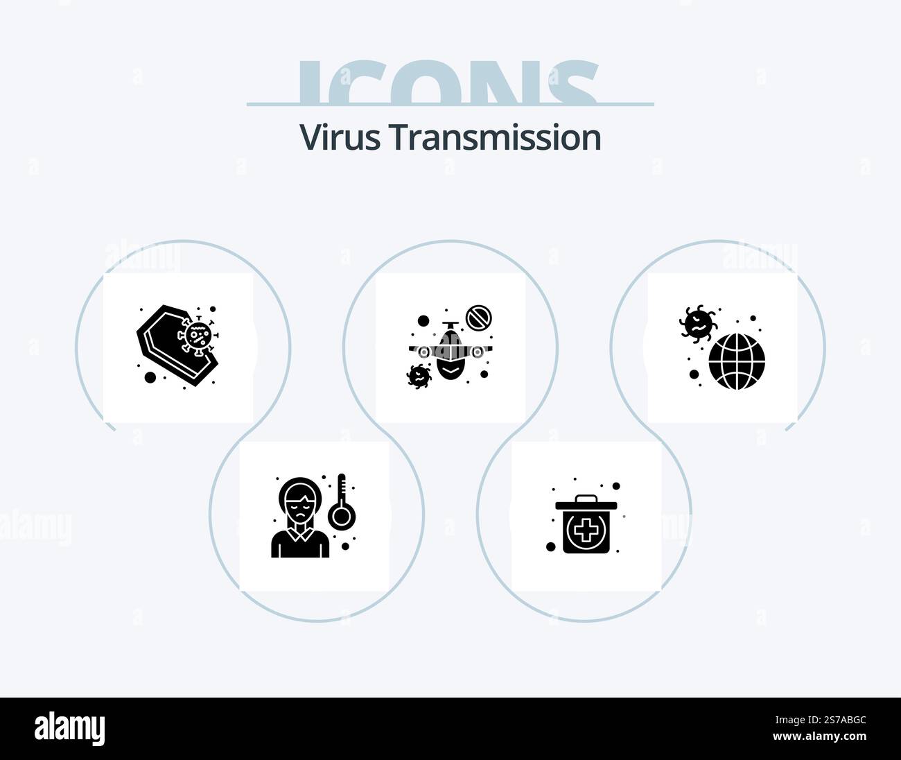 Virus Transmission Glyph Icon Pack 5 Icon Design. incident. warning ...