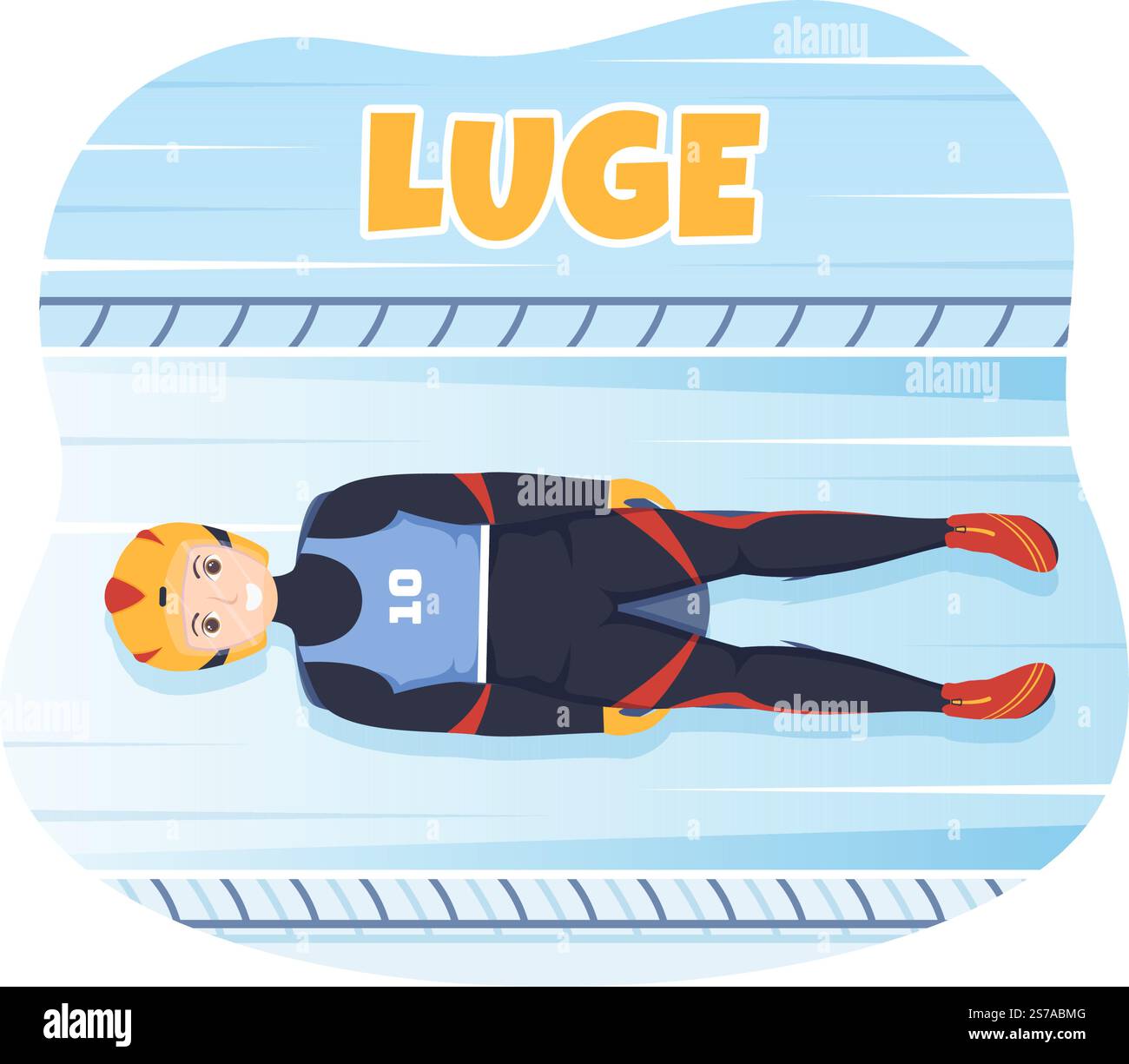 Luge Sled Race Athlete Winter Sport Illustration with Riding a Sledding ...