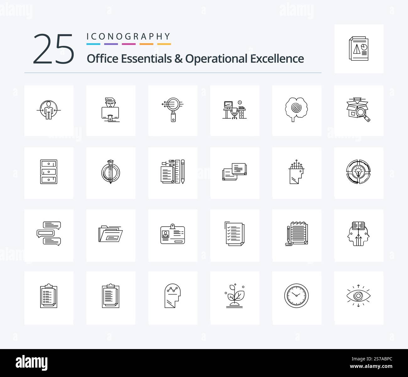 Office Essentials And Operational Exellence 25 Line icon pack including ...