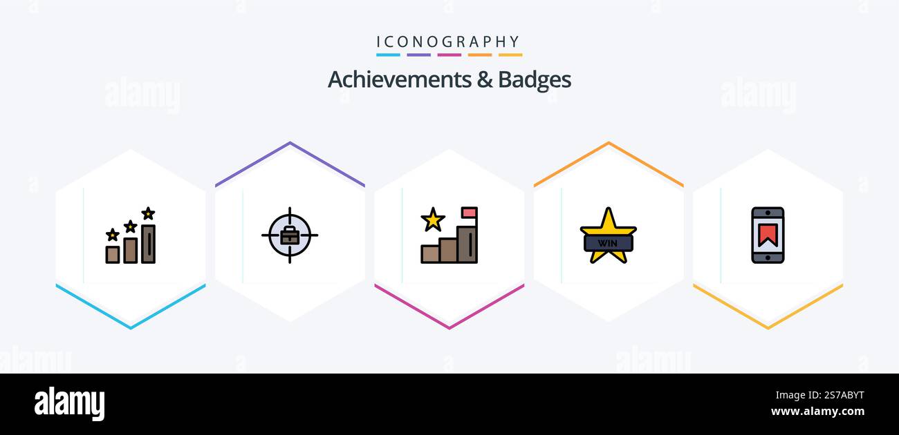 Achievements and Badges 25 FilledLine icon pack including device ...