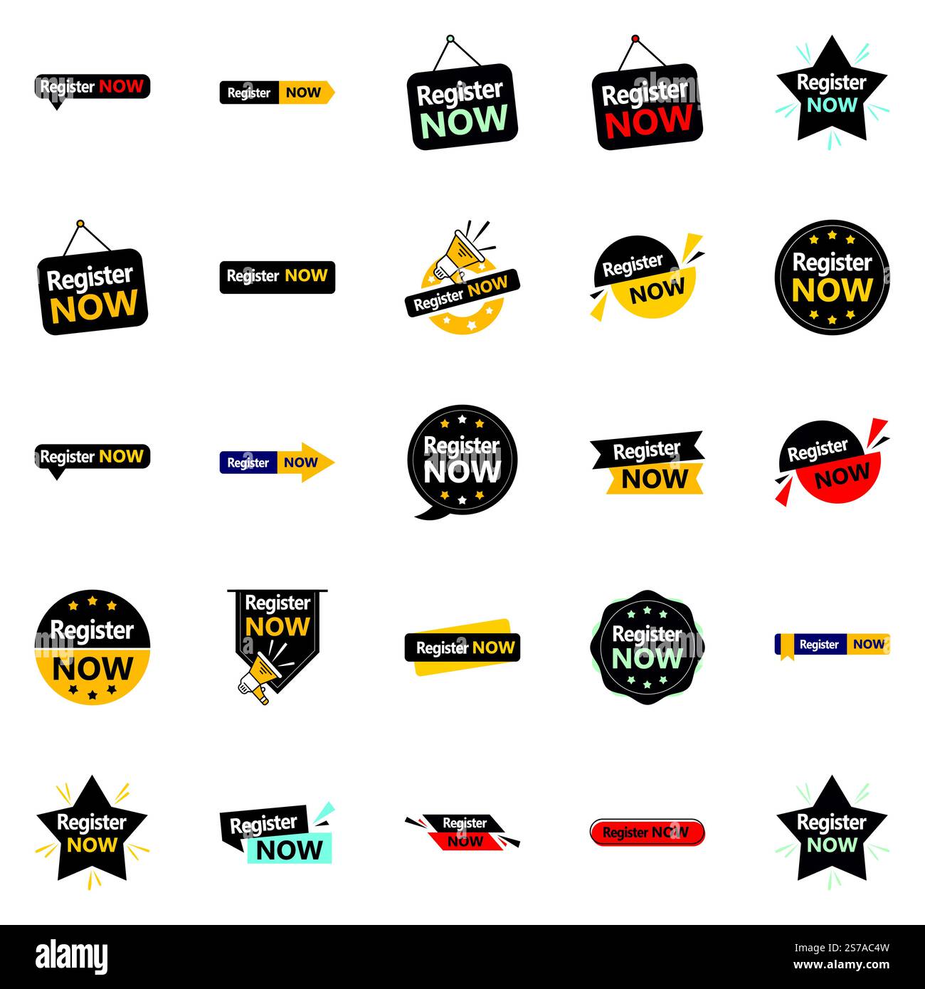 25 Versatile Typographic Banners for Register Now Stock Vector Image ...