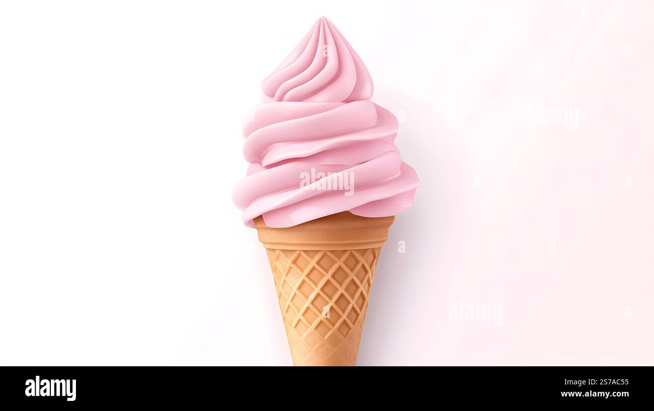 Delectable Pastel Ice Cream Cone Against White Backdrop in Flat Design ...