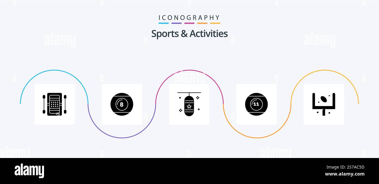 Sports and Activities Glyph 5 Icon Pack Including game. ball. play ...