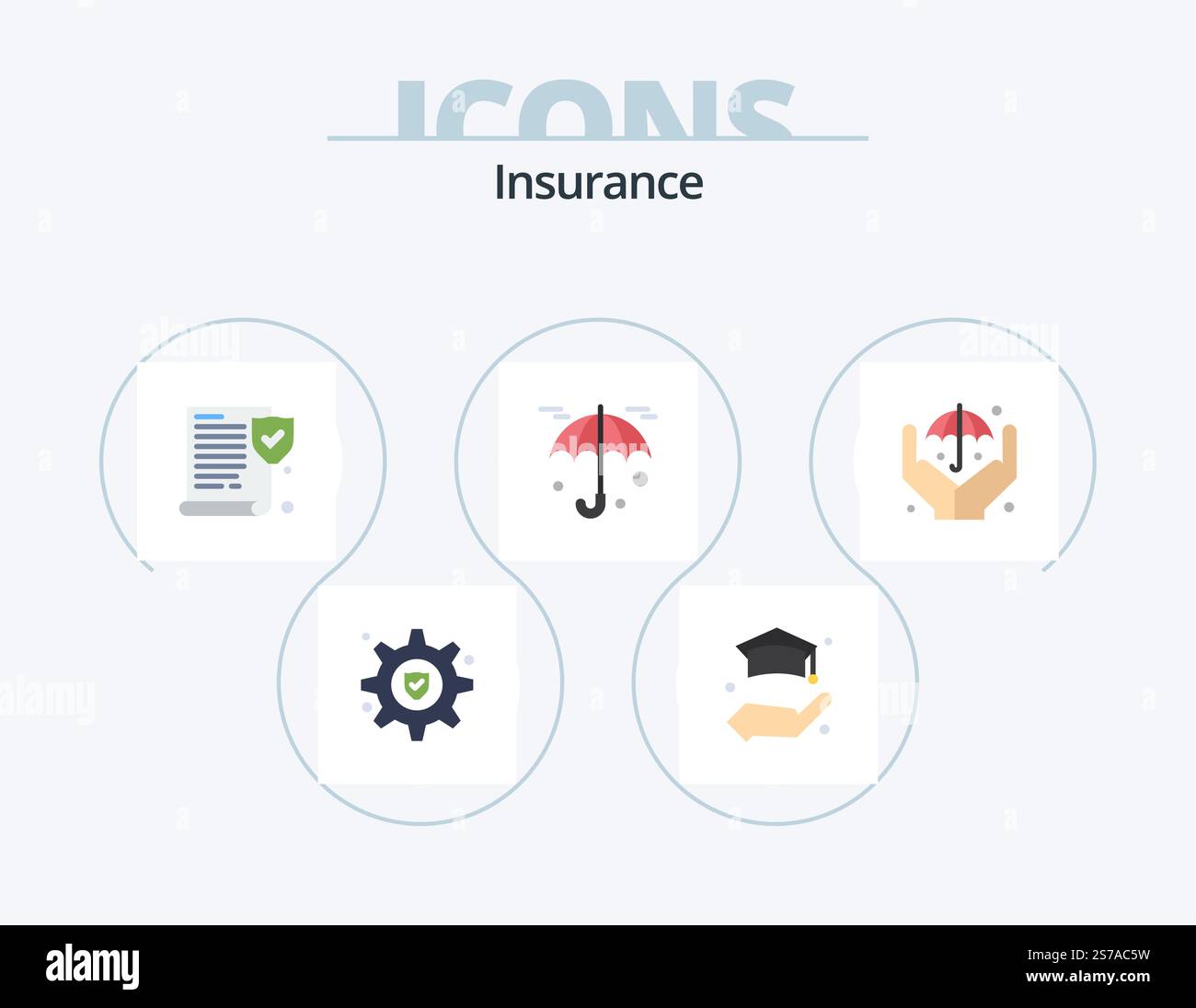 Insurance Flat Icon Pack 5 Icon Design. . . policy. safe. hands Stock ...