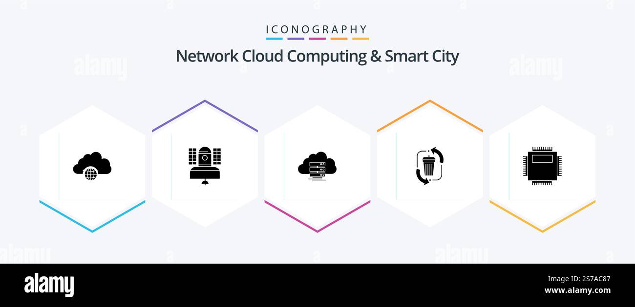 Network Cloud Computing And Smart City 25 Glyph icon pack including garbage. waste ...