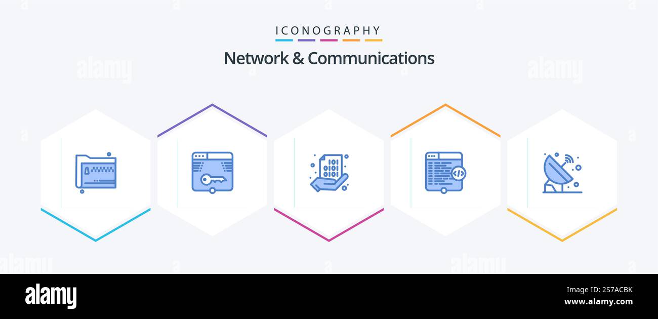 Network And Communications 25 Blue icon pack including website. code ...
