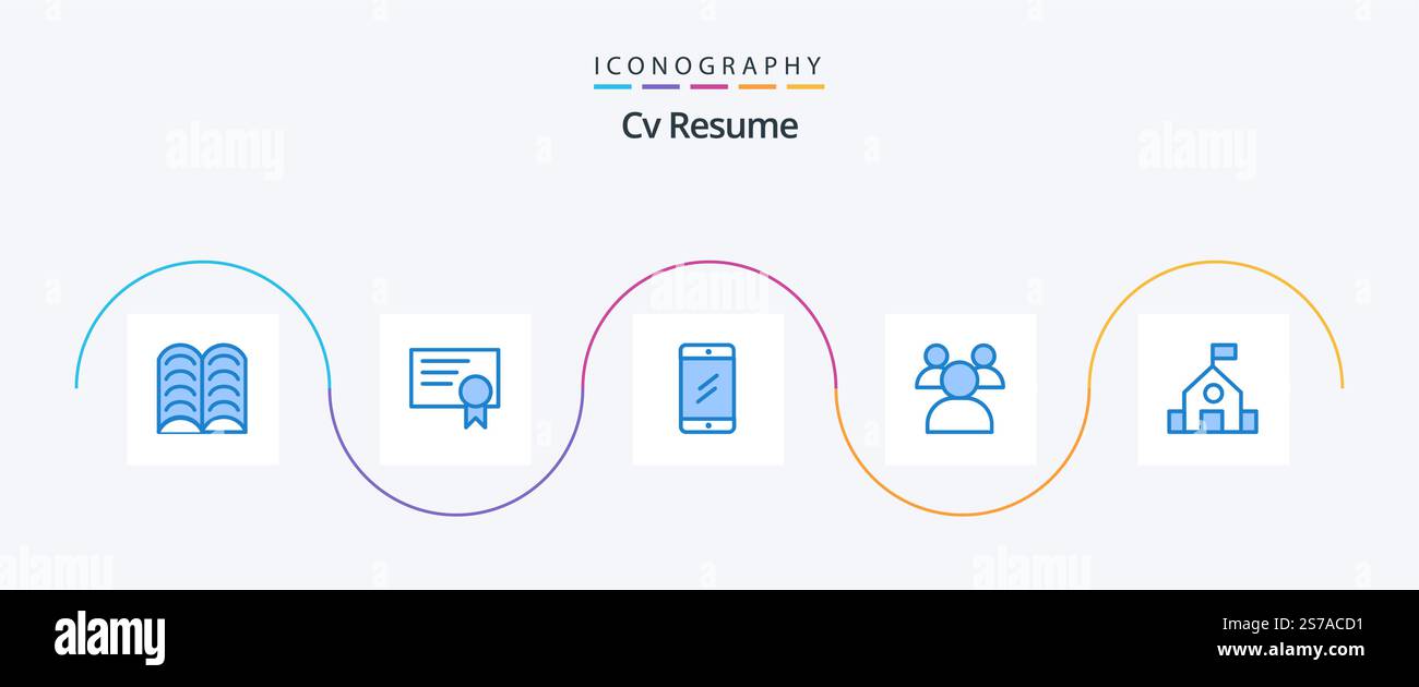 Cv Resume Blue 5 Icon Pack Including . school. education. learn ...