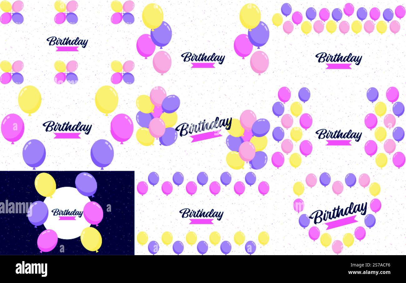Happy Birthday announcement poster. flyer. and greeting card in a flat ...
