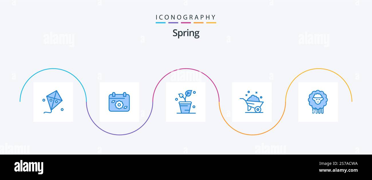 Spring Blue 5 Icon Pack Including ram. spring. leaf. wheel. barrow ...