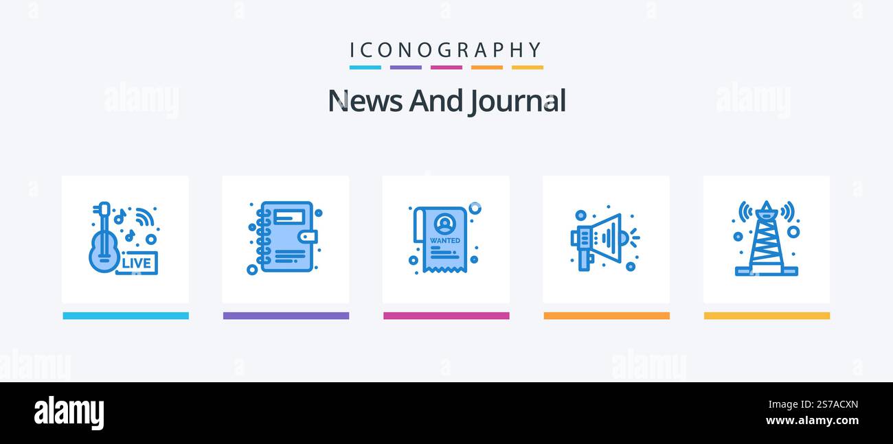 News Blue 5 Icon Pack Including satellite. technology. institution ...