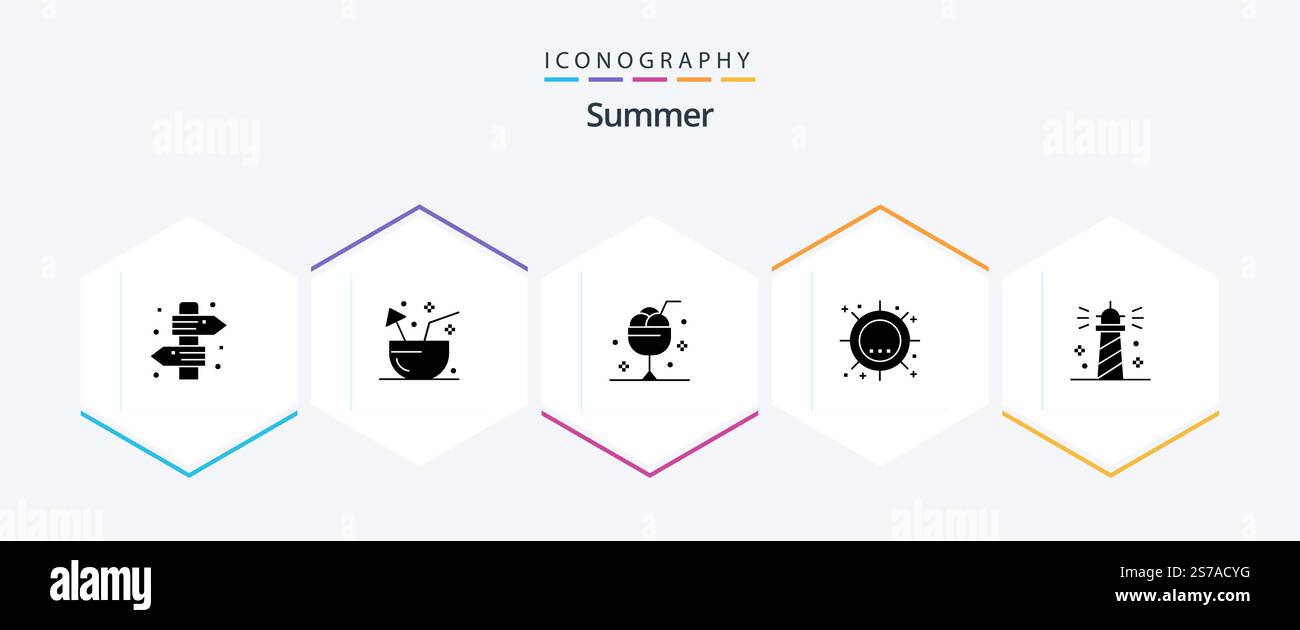 Summer 25 Glyph icon pack including sun. heat. summer. summer. glass ...