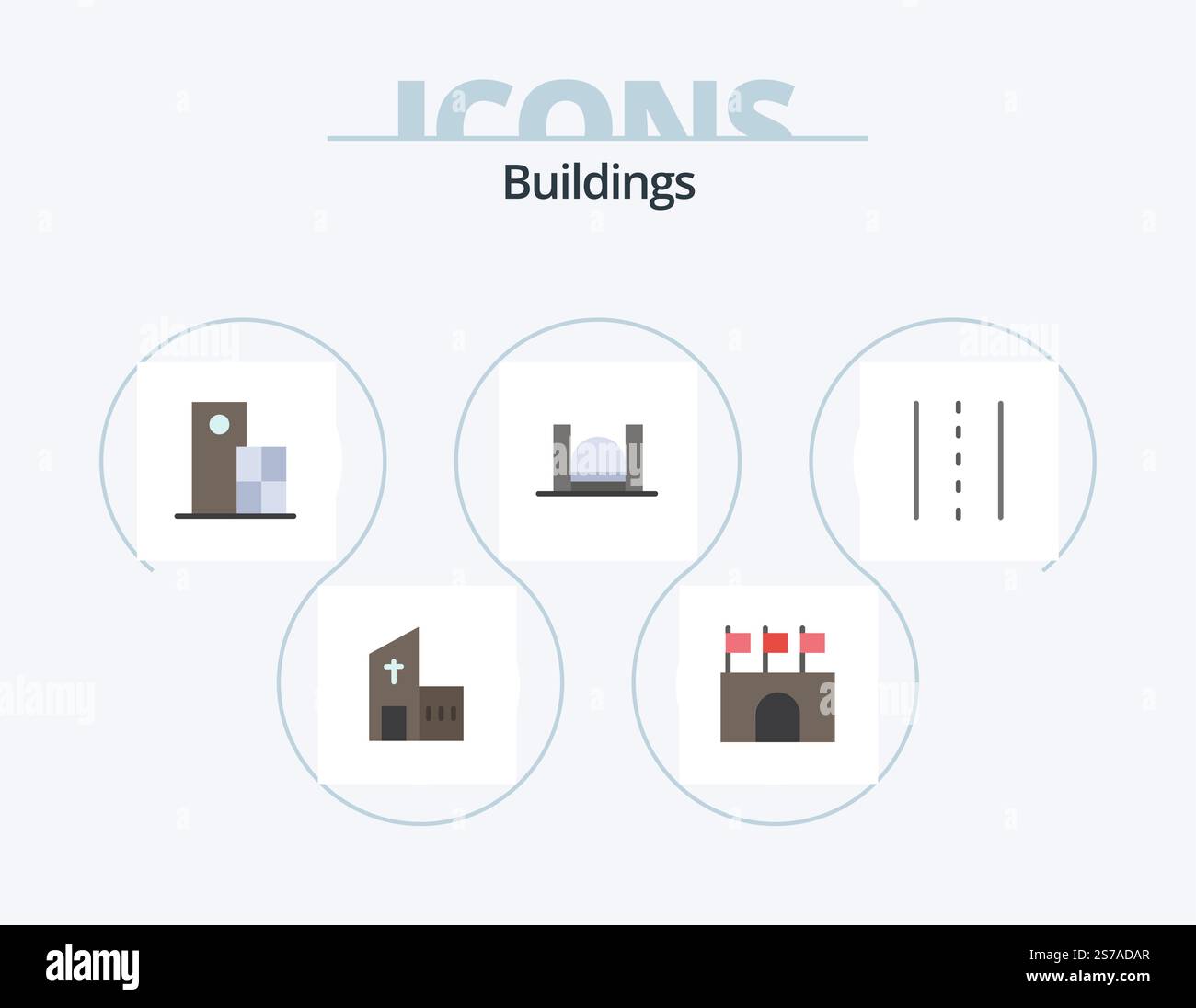 Buildings Flat Icon Pack 5 Icon Design. harbor. bridge. sports ...