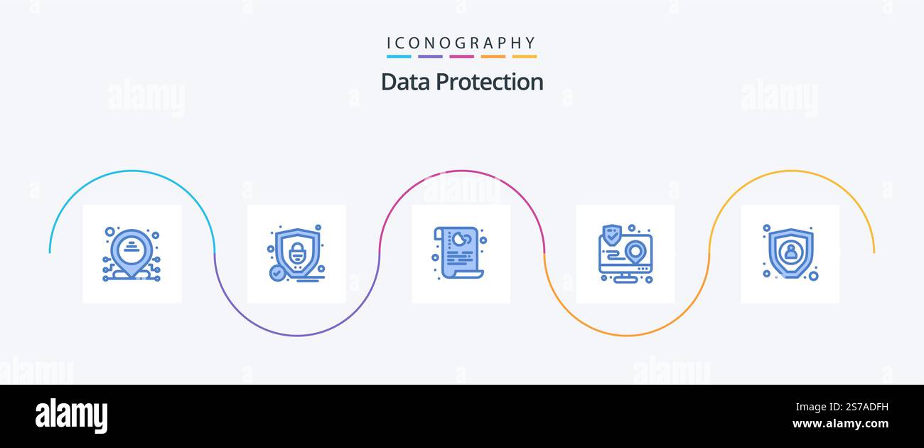 Data Protection Blue 5 Icon Pack Including encryption. map. policy ...
