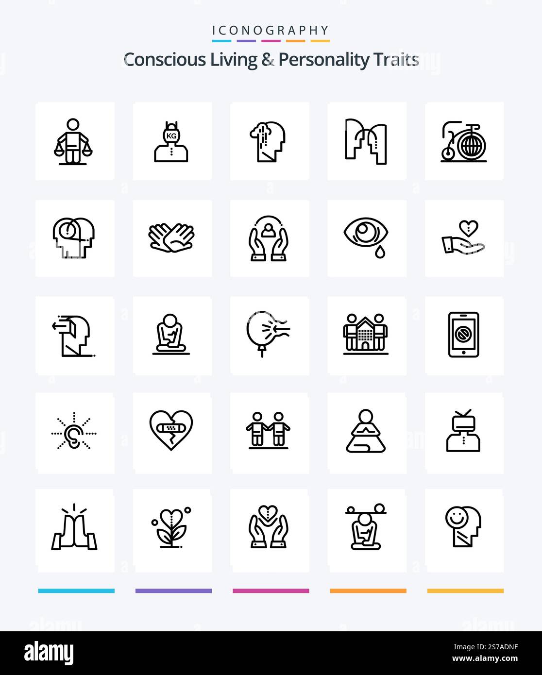 Creative Concious Living And Personality Traits 25 OutLine icon pack ...