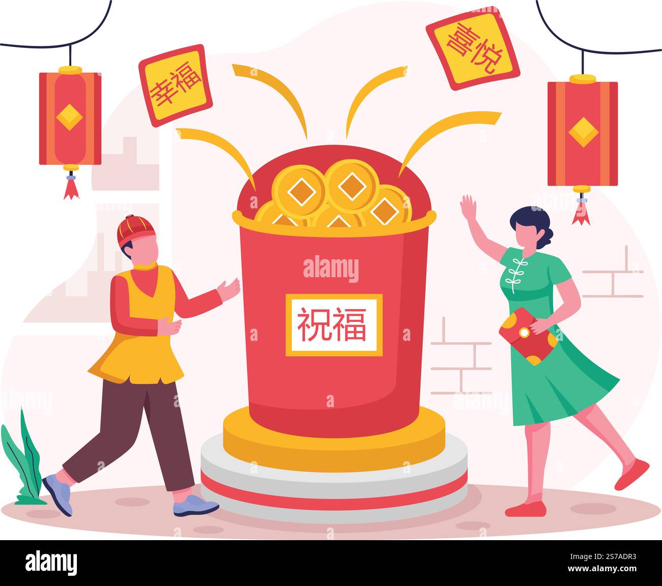 popping of firecrackers bringing Happiness, Joy and Blessings concept ...