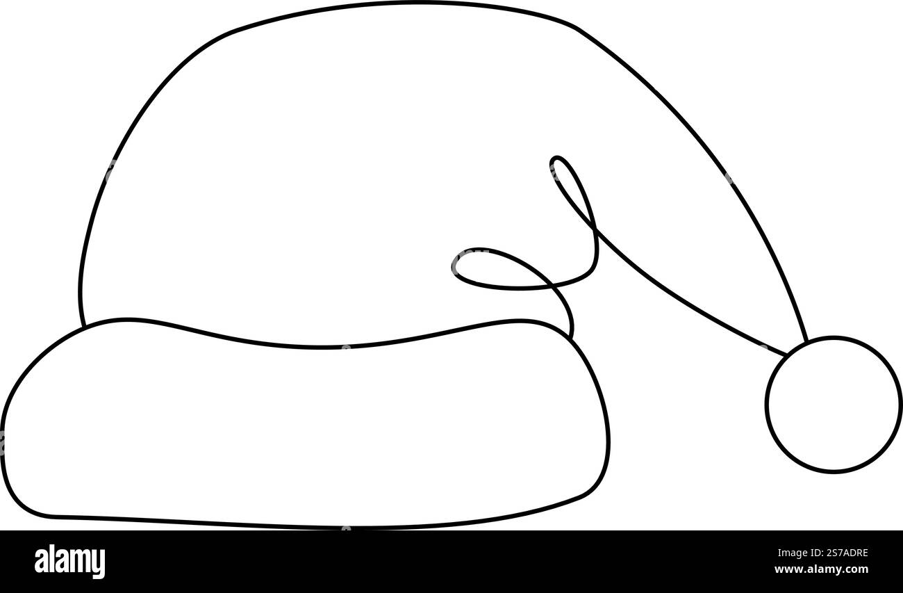 Santa Hat Christmas graphic line Cap Drawing Vector Illustration ...
