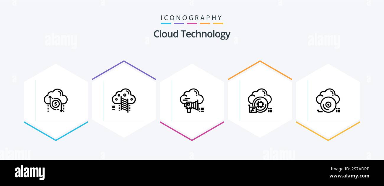 Cloud Technology 25 Line icon pack including data. processor. data. cloud. cloud Stock Vector ...