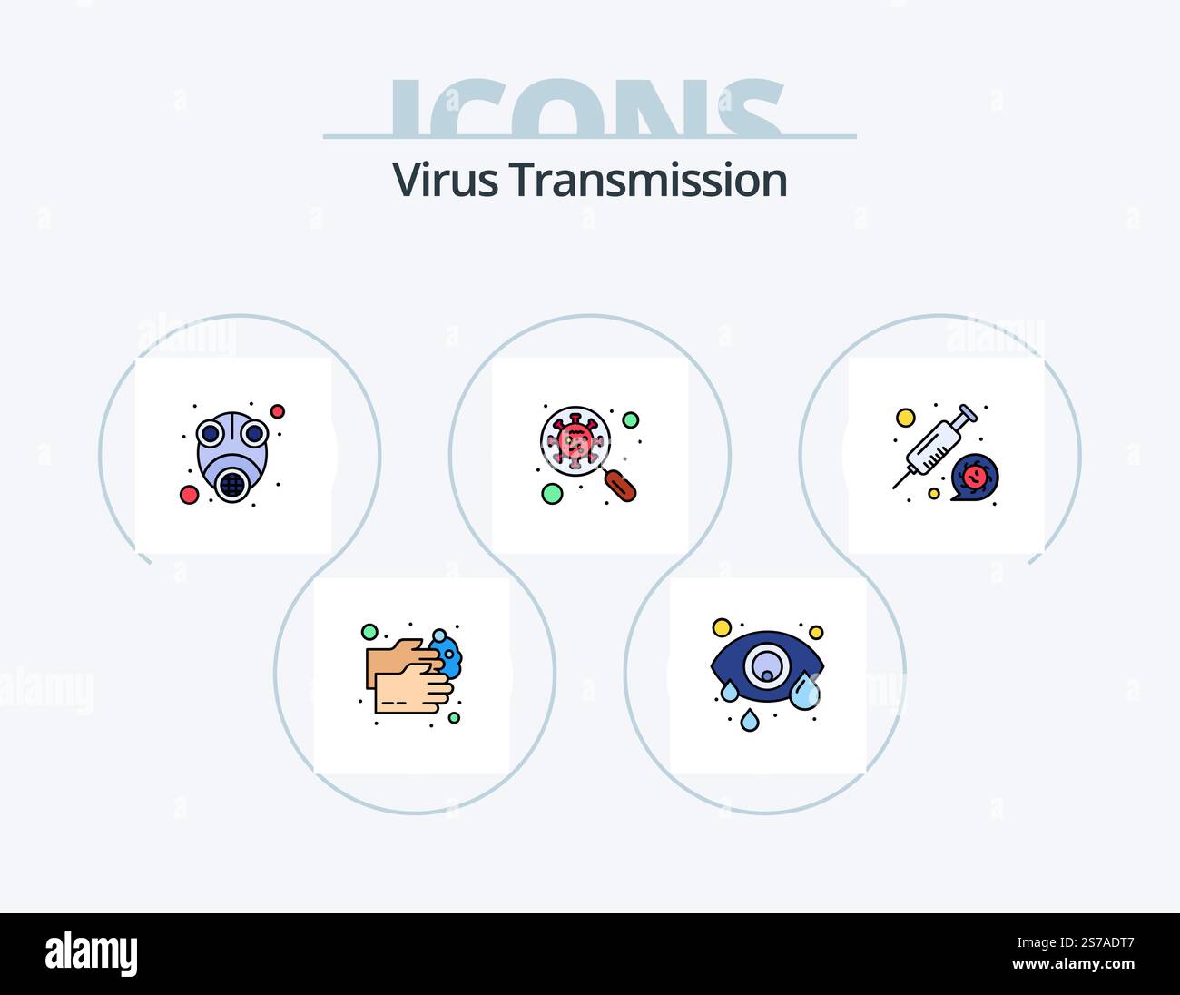 Virus Transmission Line Filled Icon Pack 5 Icon Design. protection ...