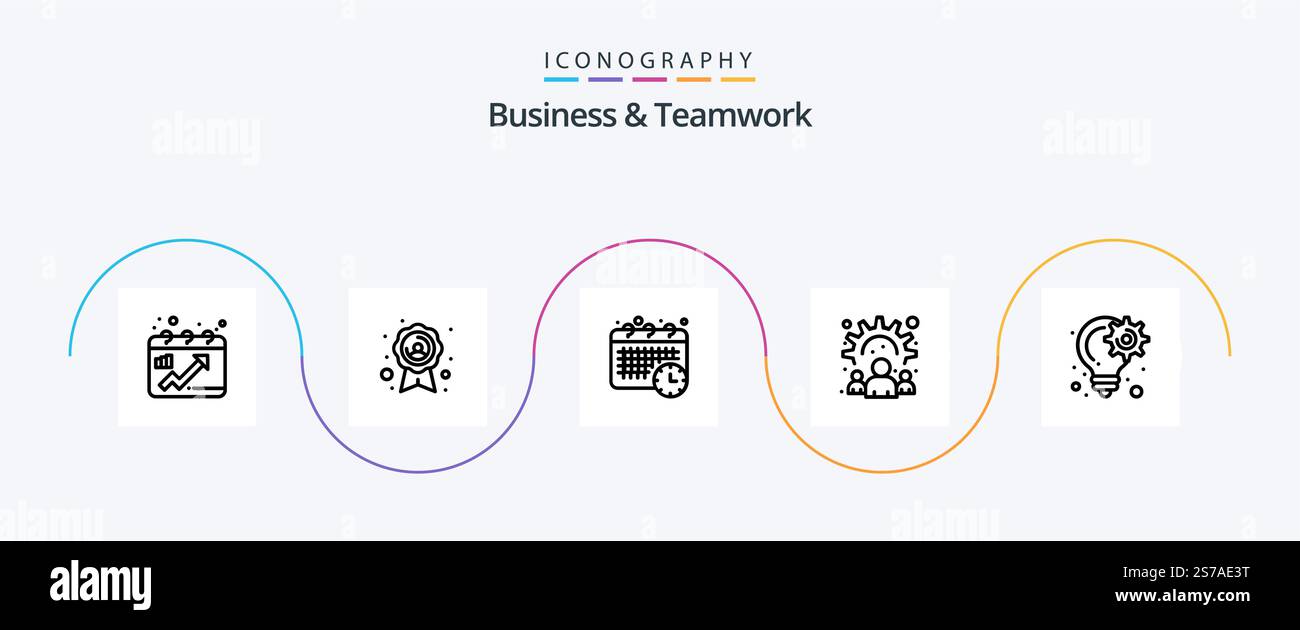 Business And Teamwork Line 5 Icon Pack Including idea. bulb. schedule ...