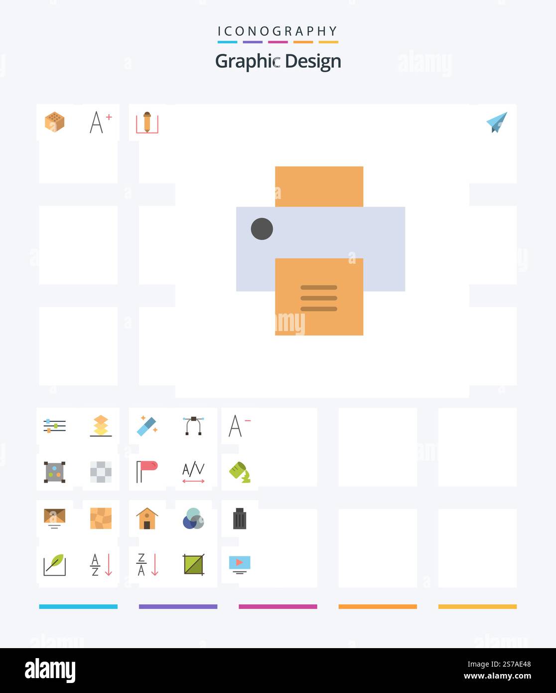 Creative Design 25 Flat icon pack Such As stack. arrange. printing ...