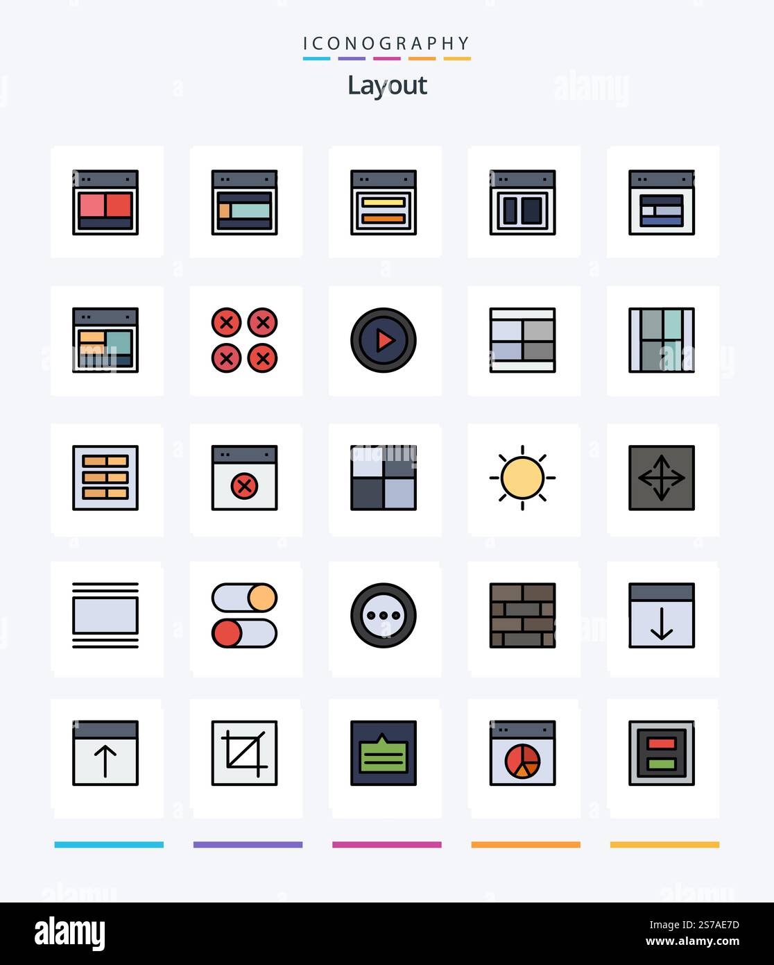 Creative Layout 25 Line FIlled icon pack Such As layout. design. ui ...