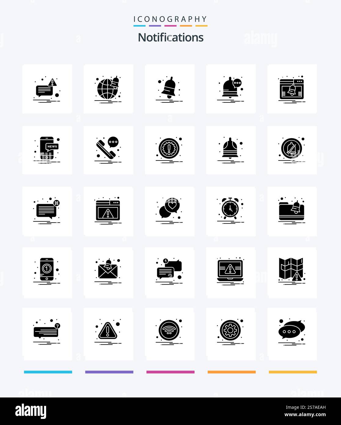 Creative Notifications 25 Glyph Solid Black icon pack Such As mobile ...