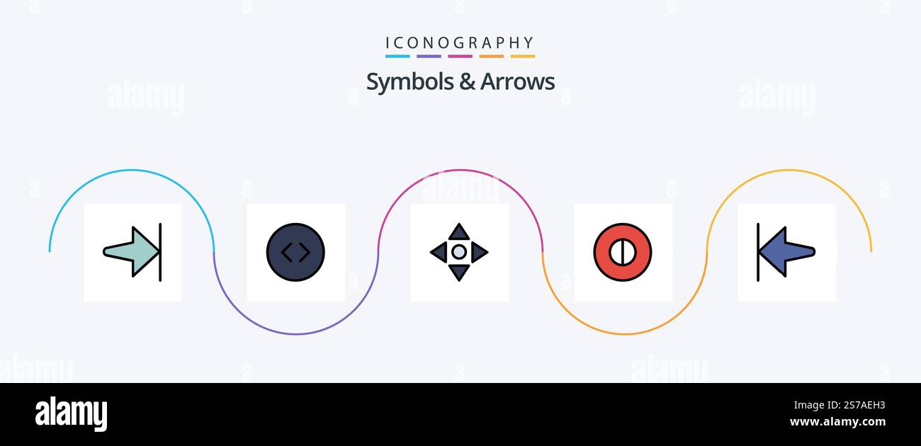 Symbols and Arrows Line Filled Flat 5 Icon Pack Including . navigate ...