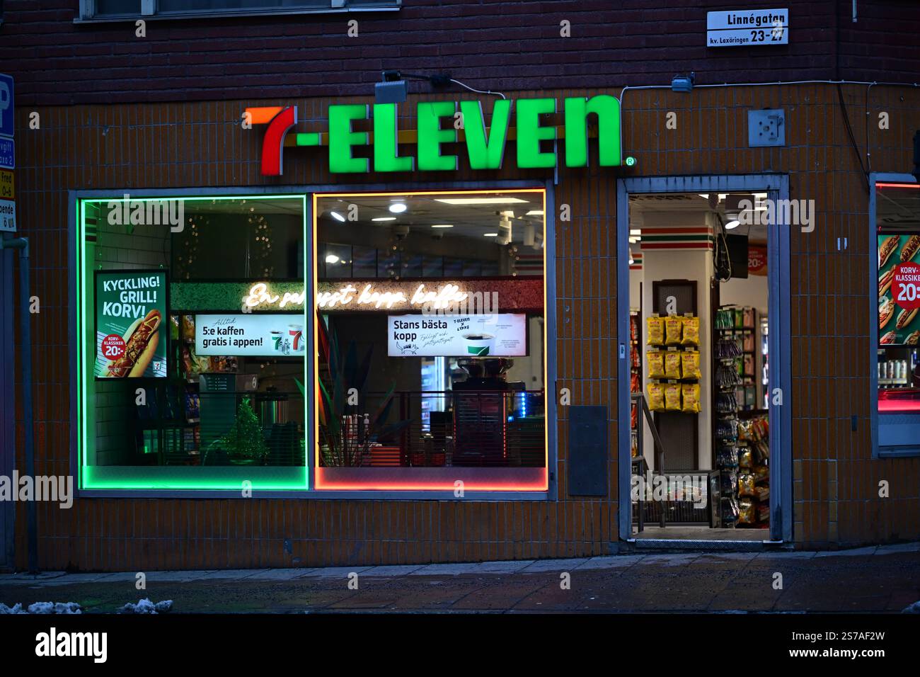 Stockholm, Uppland, Sweden. January 1 2025. 7-Eleven store front Stock ...
