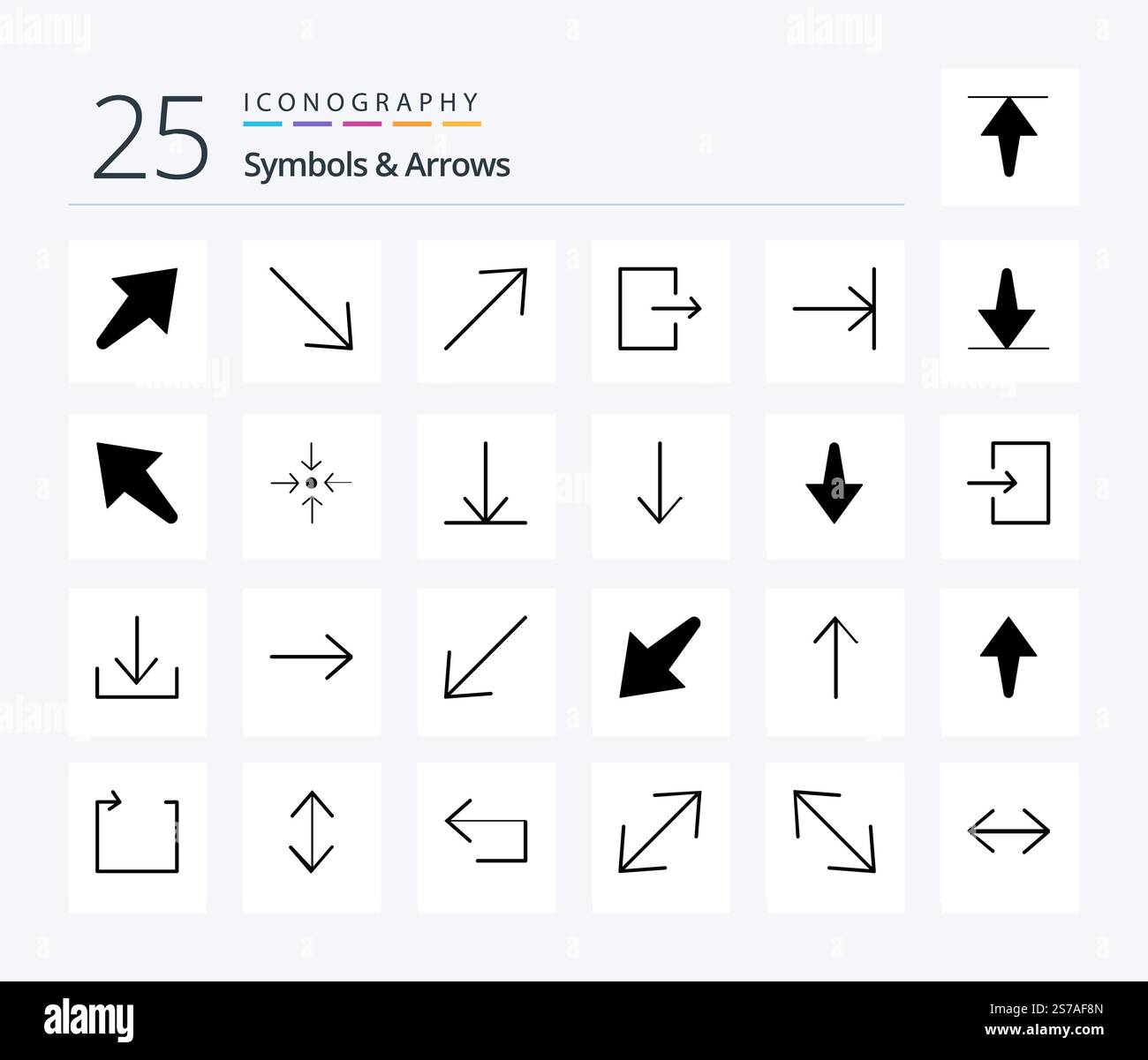 Symbols & Arrows 25 Solid Glyph icon pack including up. arrow. send ...