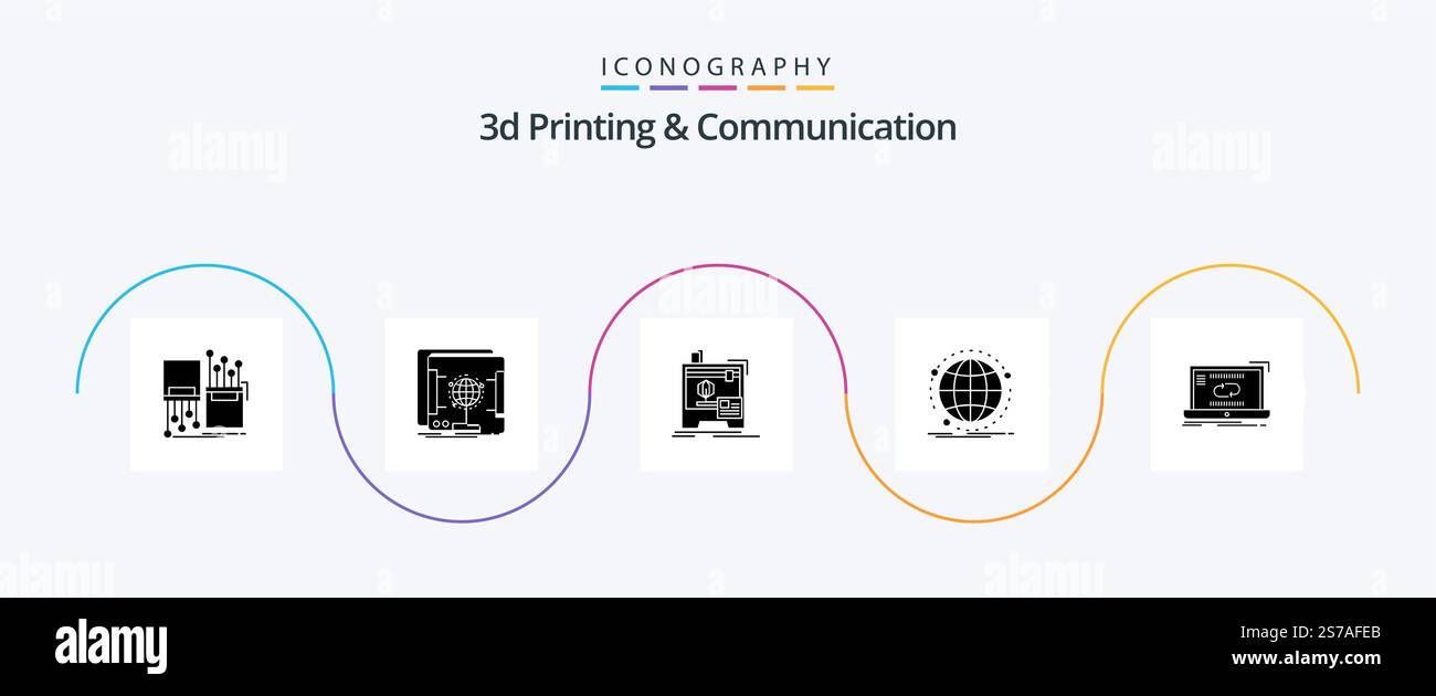 3d Printing And Communication Glyph 5 Icon Pack Including internet ...