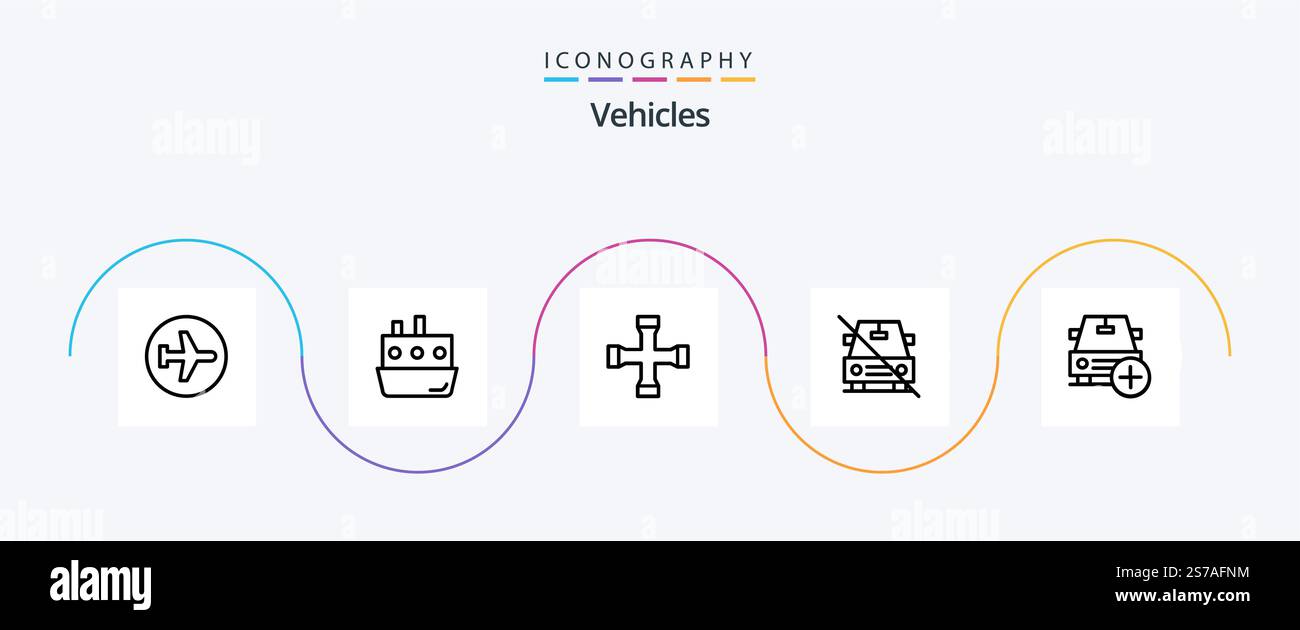 Vehicles Line 5 Icon Pack Including off. disabled. traffic. car. garage ...
