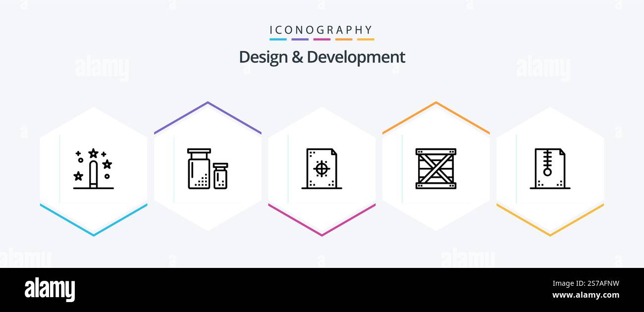 Design and Development 25 Line icon pack including design. box. development. printing ...