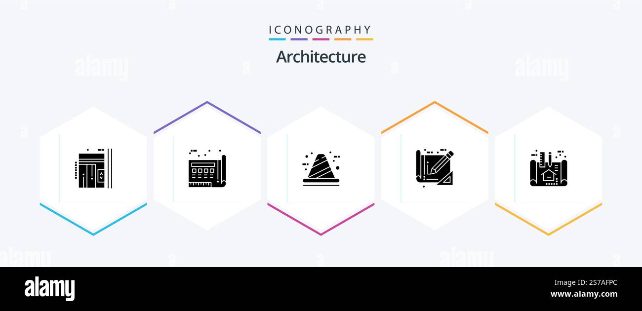 Architecture 25 Glyph icon pack including blue print. tools. paper ...
