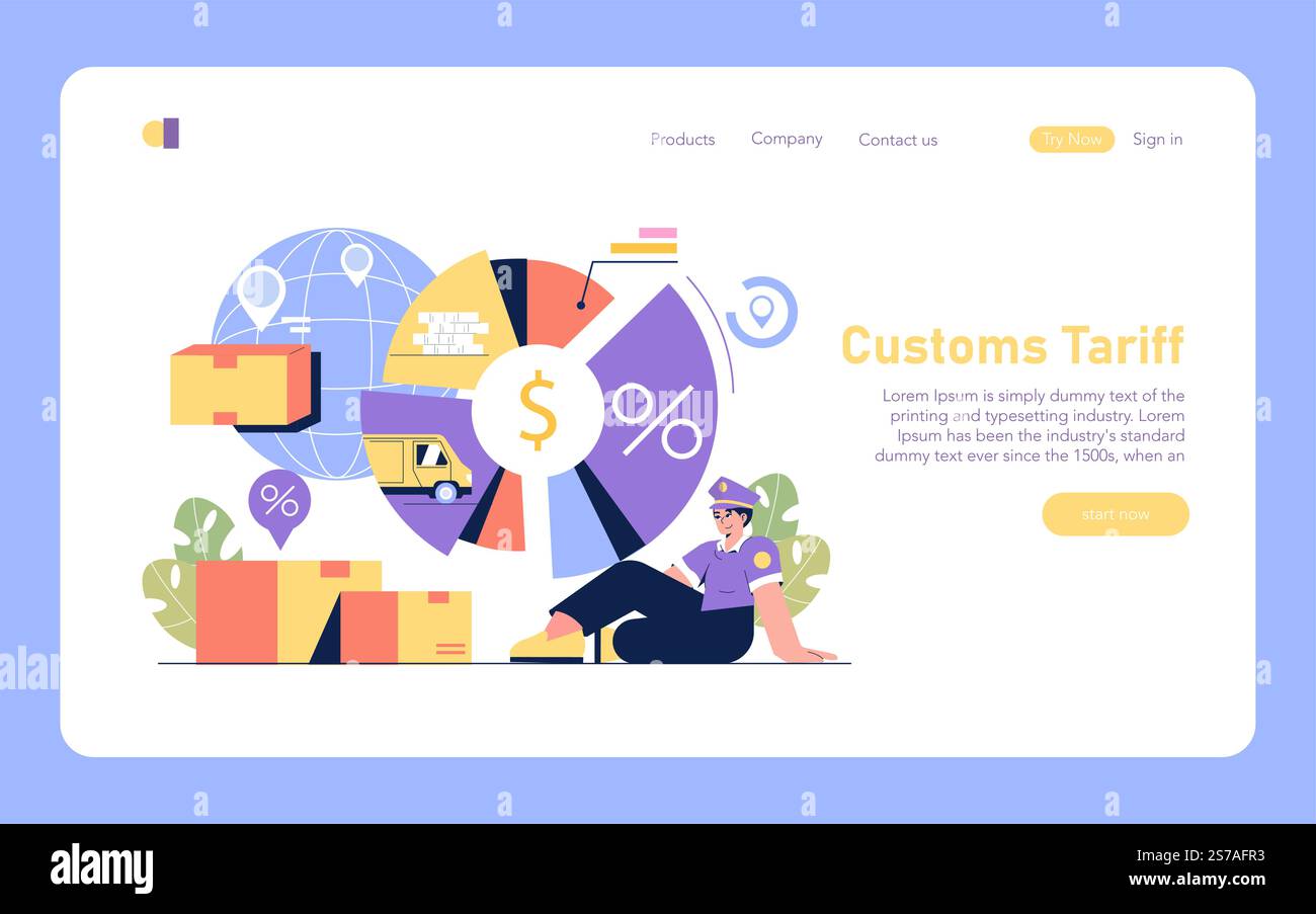 Customs Tariff concept. Illustration of international trade with ...