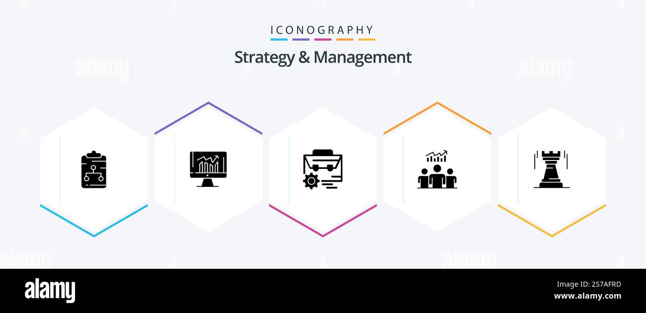 Strategy And Management 25 Glyph icon pack including team. group. kpi ...