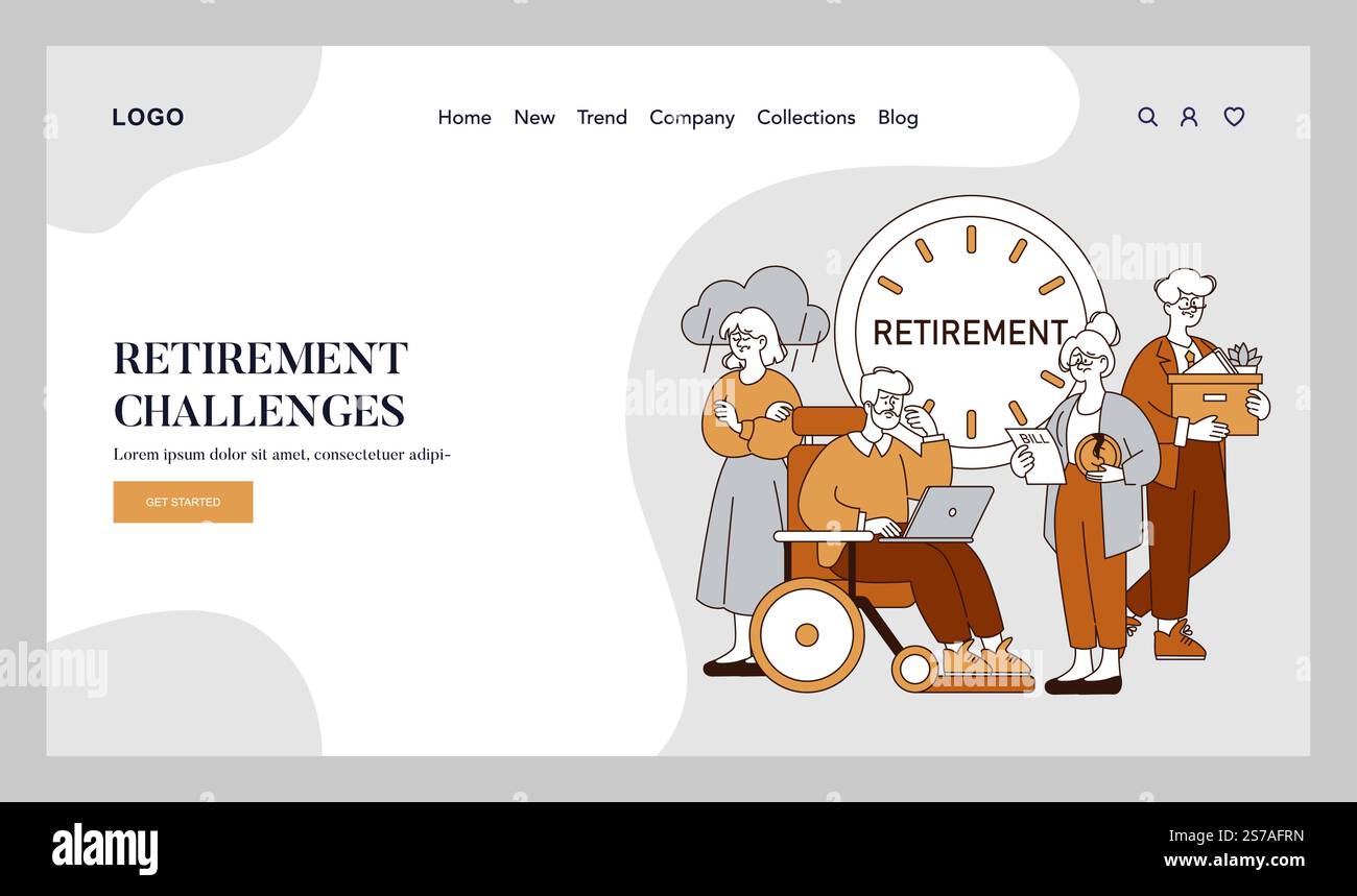 Retirement challenges concept. Elderly individuals facing financial ...