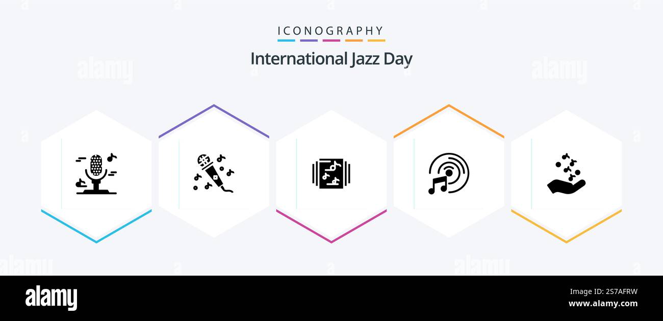 International Jazz Day 25 Glyph icon pack including rock and roll ...
