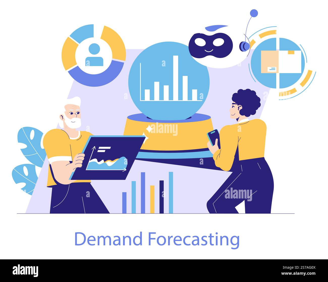 Demand Forecasting concept. Professionals analyze data for effective ...
