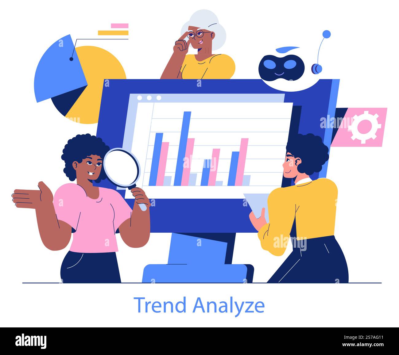 Forecasting Concept Team Analyzing Statistical Data For Business