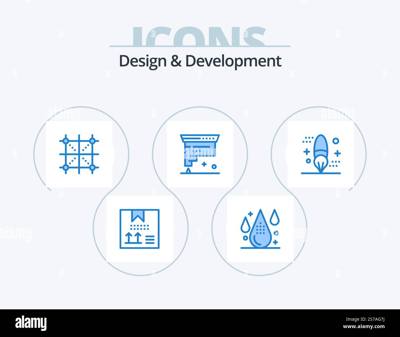 Design and Development Blue Icon Pack 5 Icon Design. design. cartridge ...