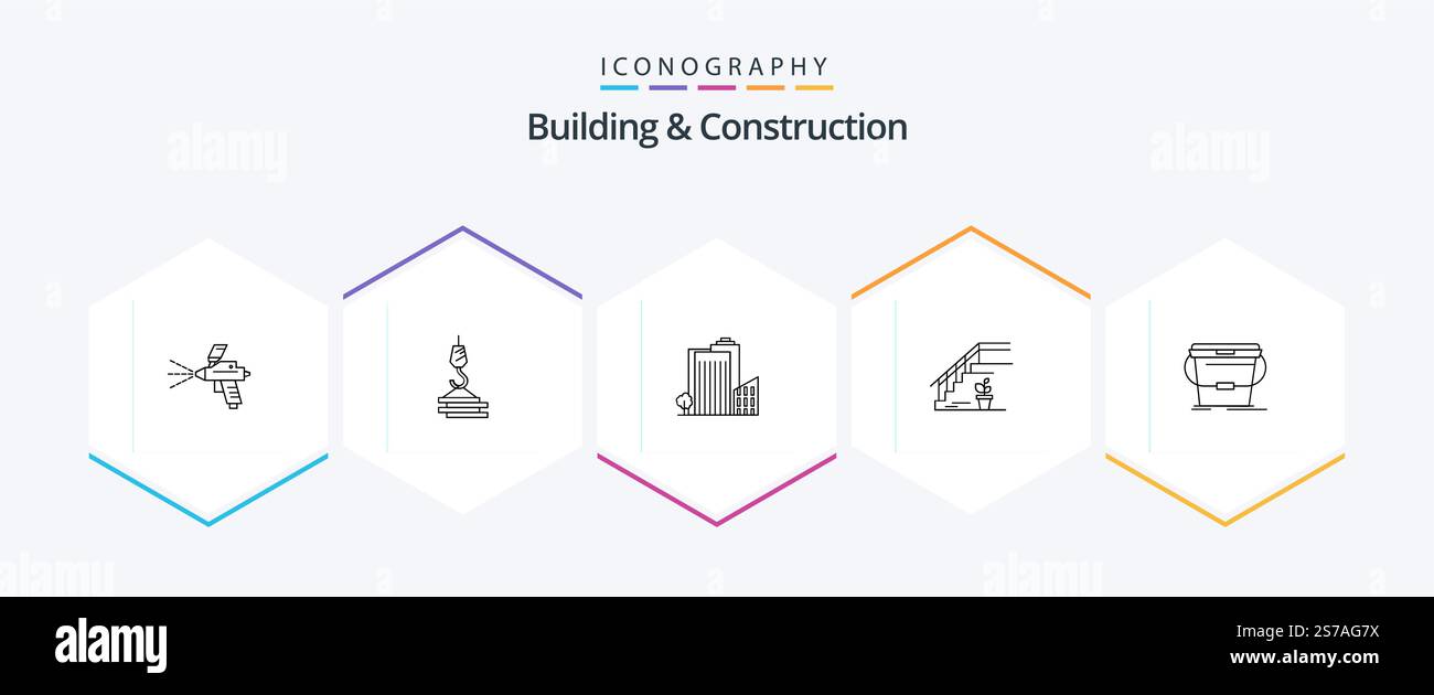 Building And Construction 25 Line icon pack including stage. upstairs ...