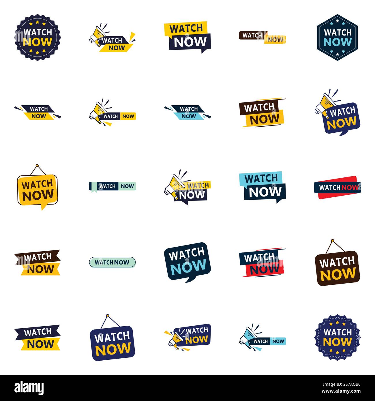 25 Eye-catching Watch Now Banners to Grab Attention Stock Vector Image ...