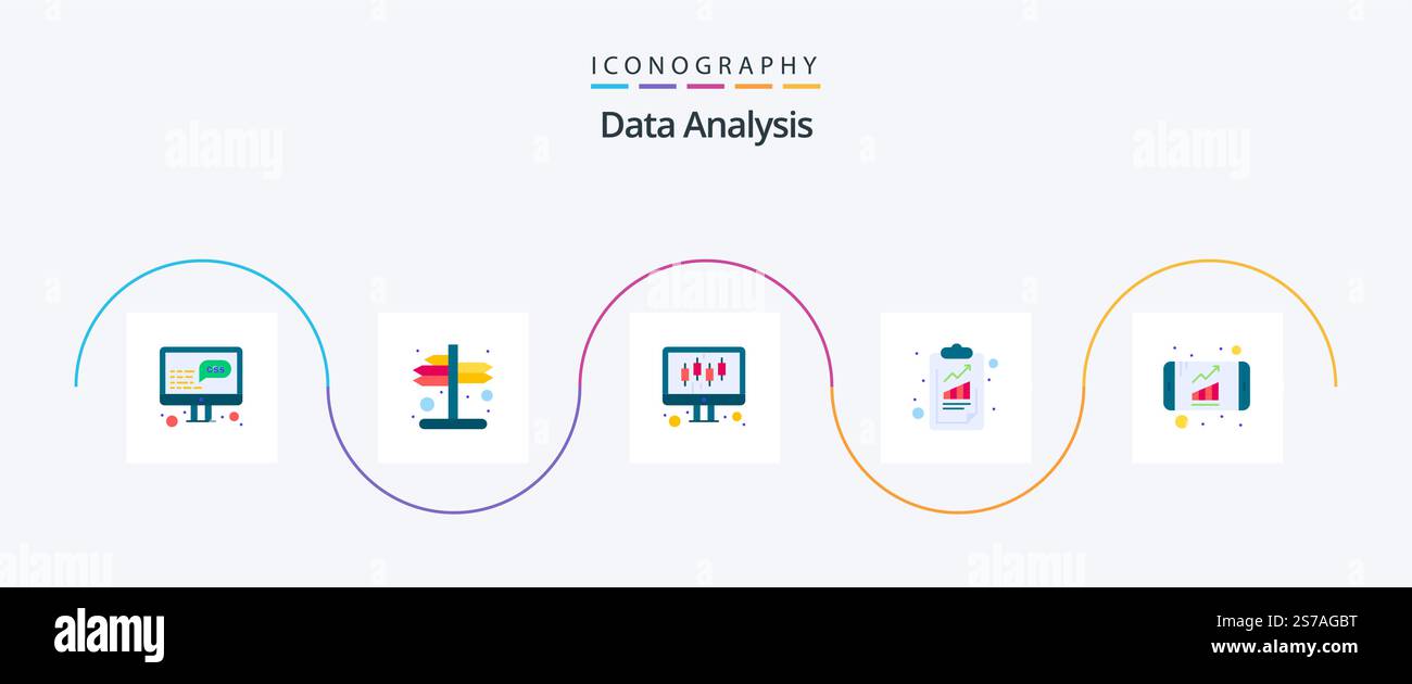 Data Analysis Flat 5 Icon Pack Including chart. seo. computer. check ...