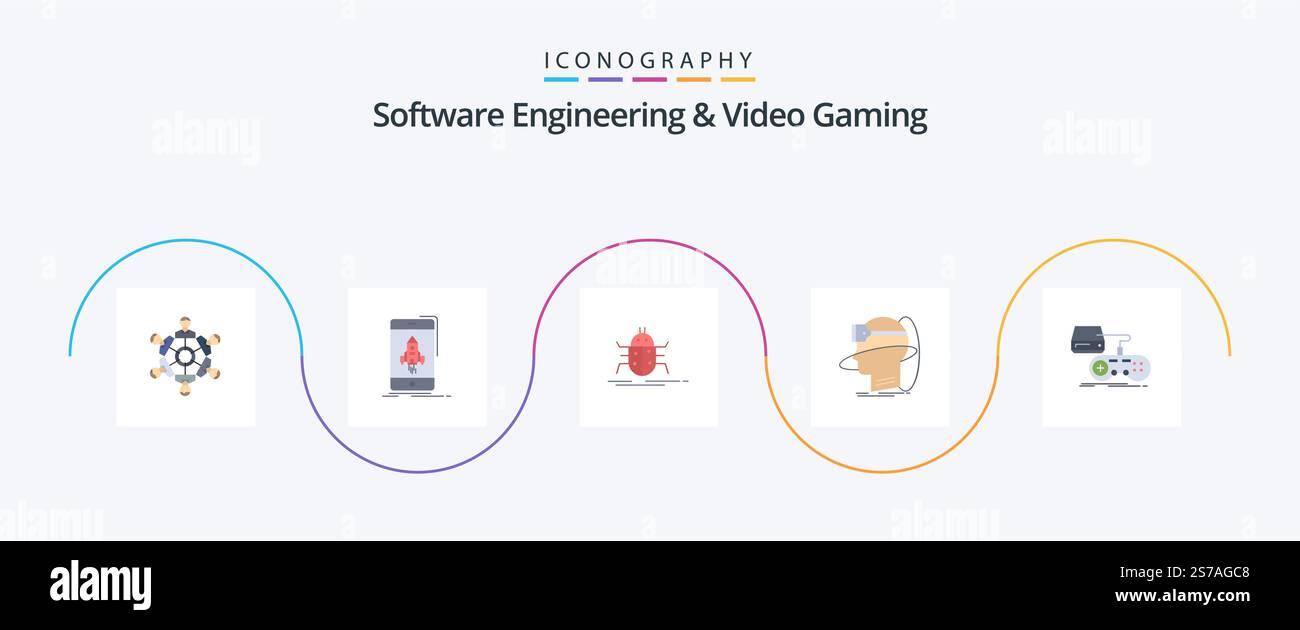 Software Engineering And Video Gaming Flat 5 Icon Pack Including ...