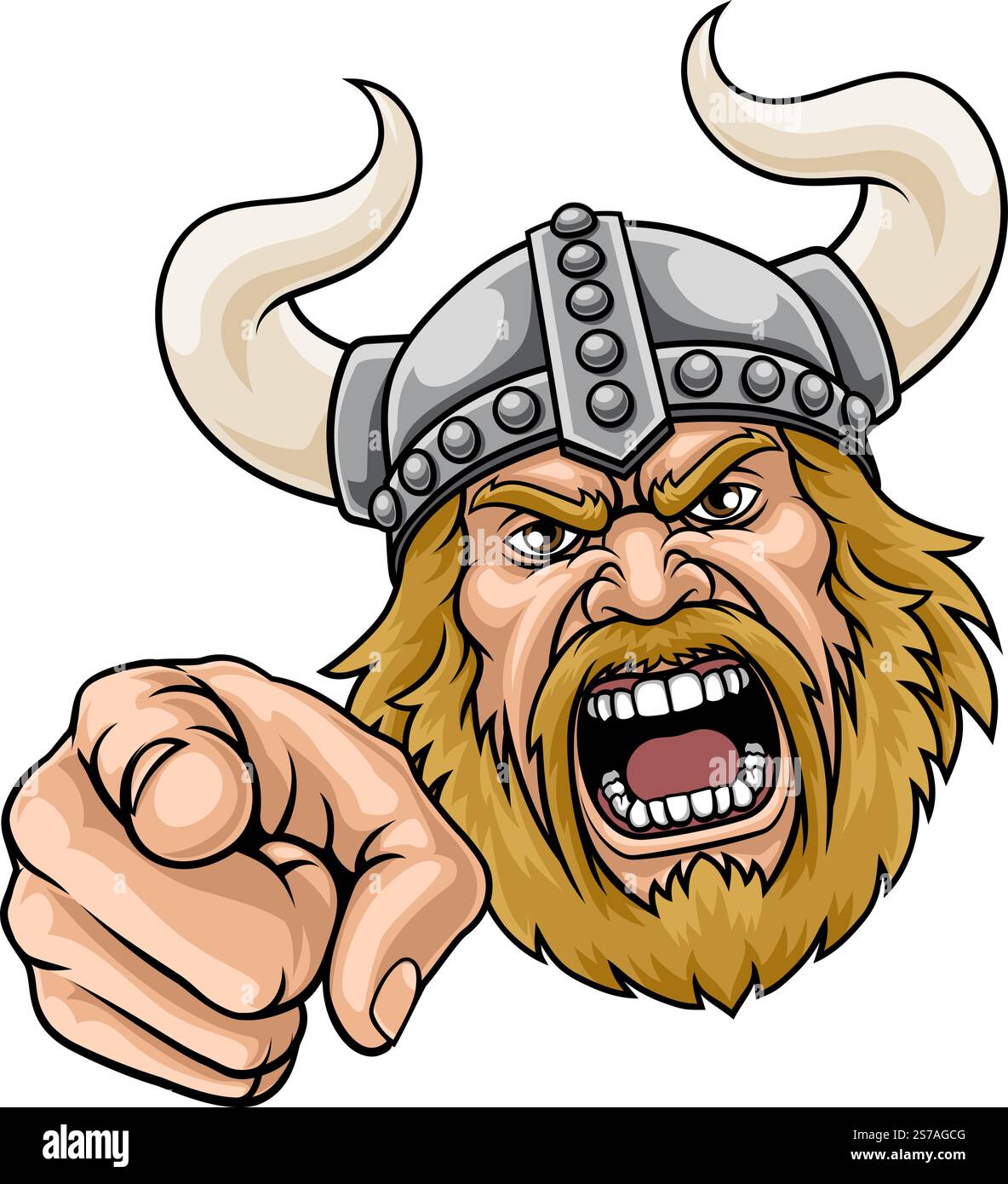 Viking Warrior Pointing Cartoon Sports Mascot Man Stock Vector Image ...