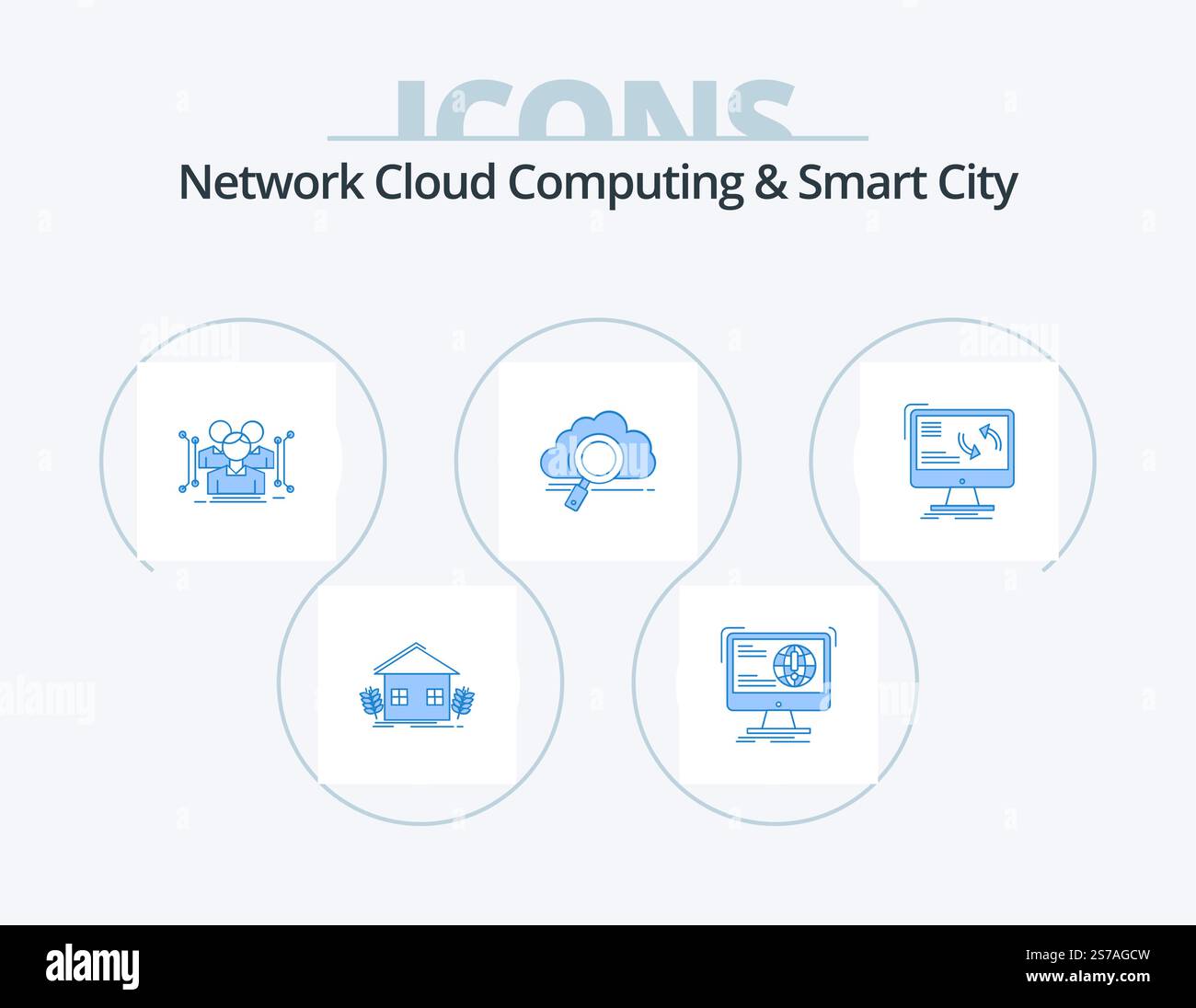 Network Cloud Computing And Smart City Blue Icon Pack 5 Icon Design. storage. cloud. website ...