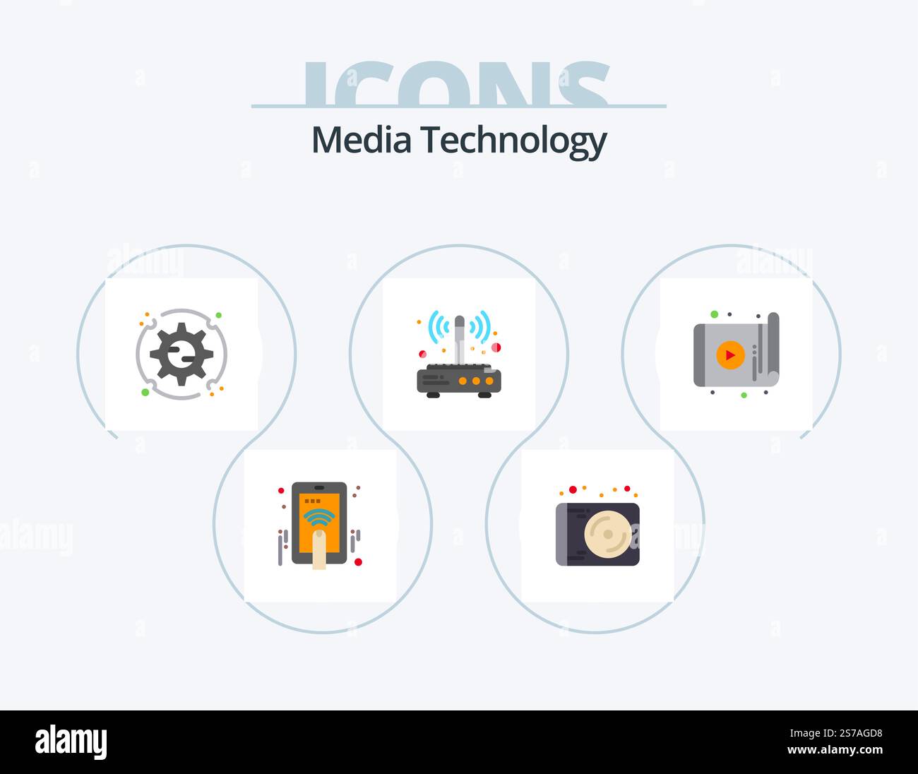 Media Technology Flat Icon Pack 5 Icon Design. app. connection ...