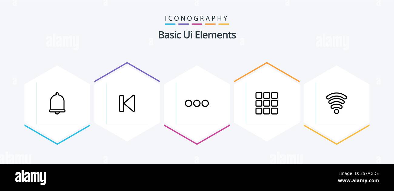 Basic Ui Elements 25 Line icon pack including wifi. shape. start. grid ...