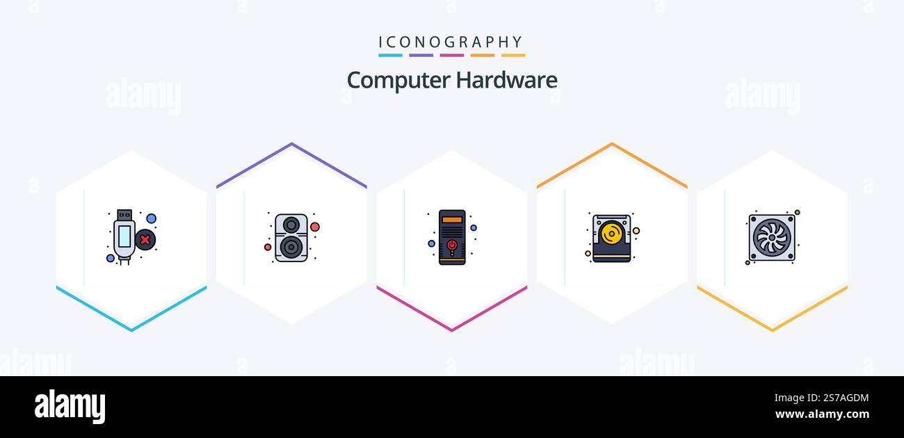 Computer Hardware 25 FilledLine icon pack including fan. casing ...